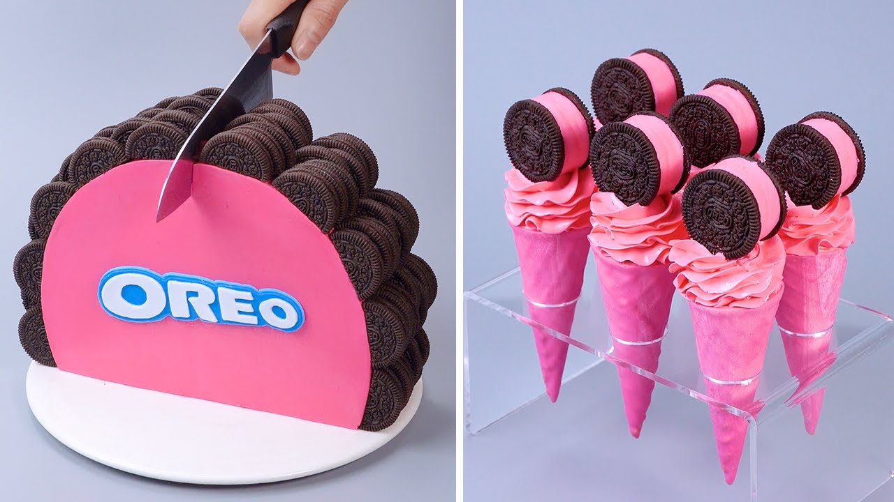 Cara Membuat Kue Oreo Raksasa & Cone Oreo Pink 🍪💖 | Tutorial Satisfying ...