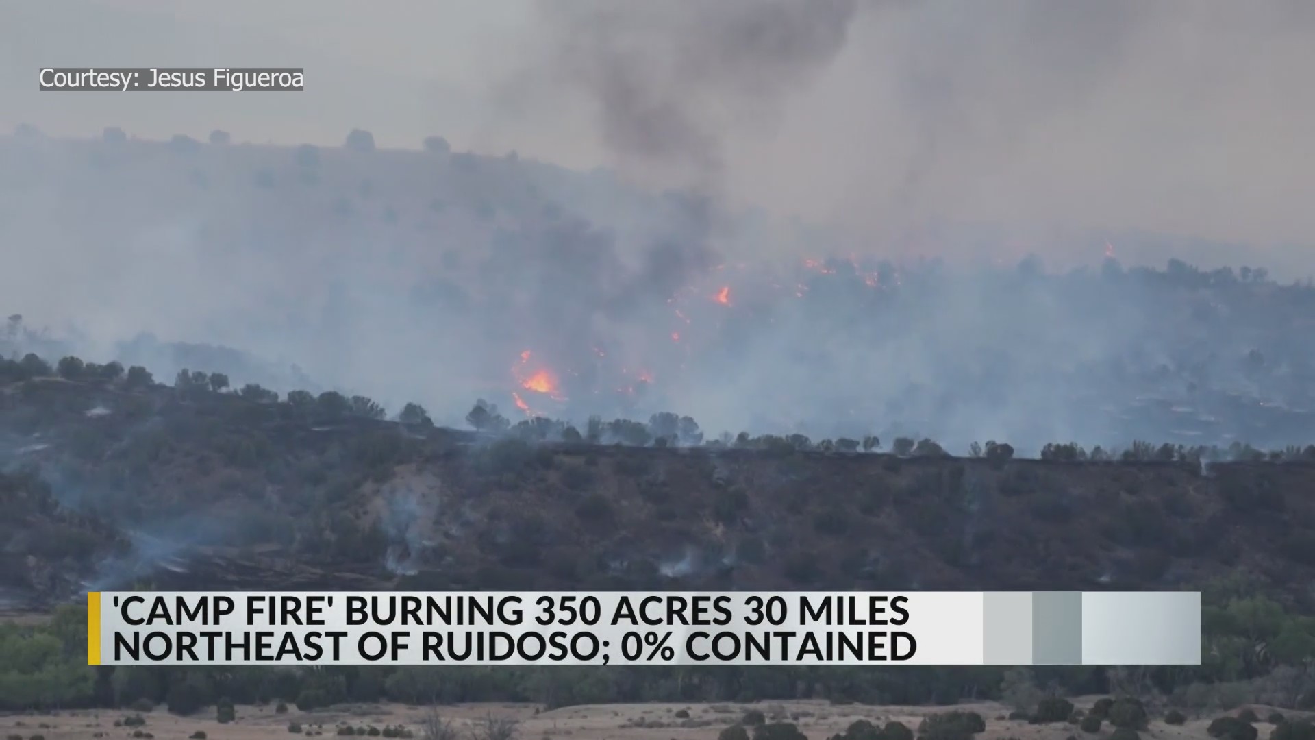 Camp Fire burning 350 acres near Ft. Stanton