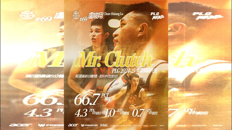 PLG／包辦MVP、FMVP後再獲殊榮！「夜王」盧峻翔奪年度關鍵先生