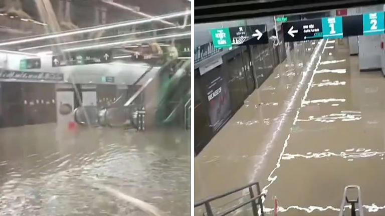 Mumbai rains: Underground metro station inundated; MMRC suspends ...