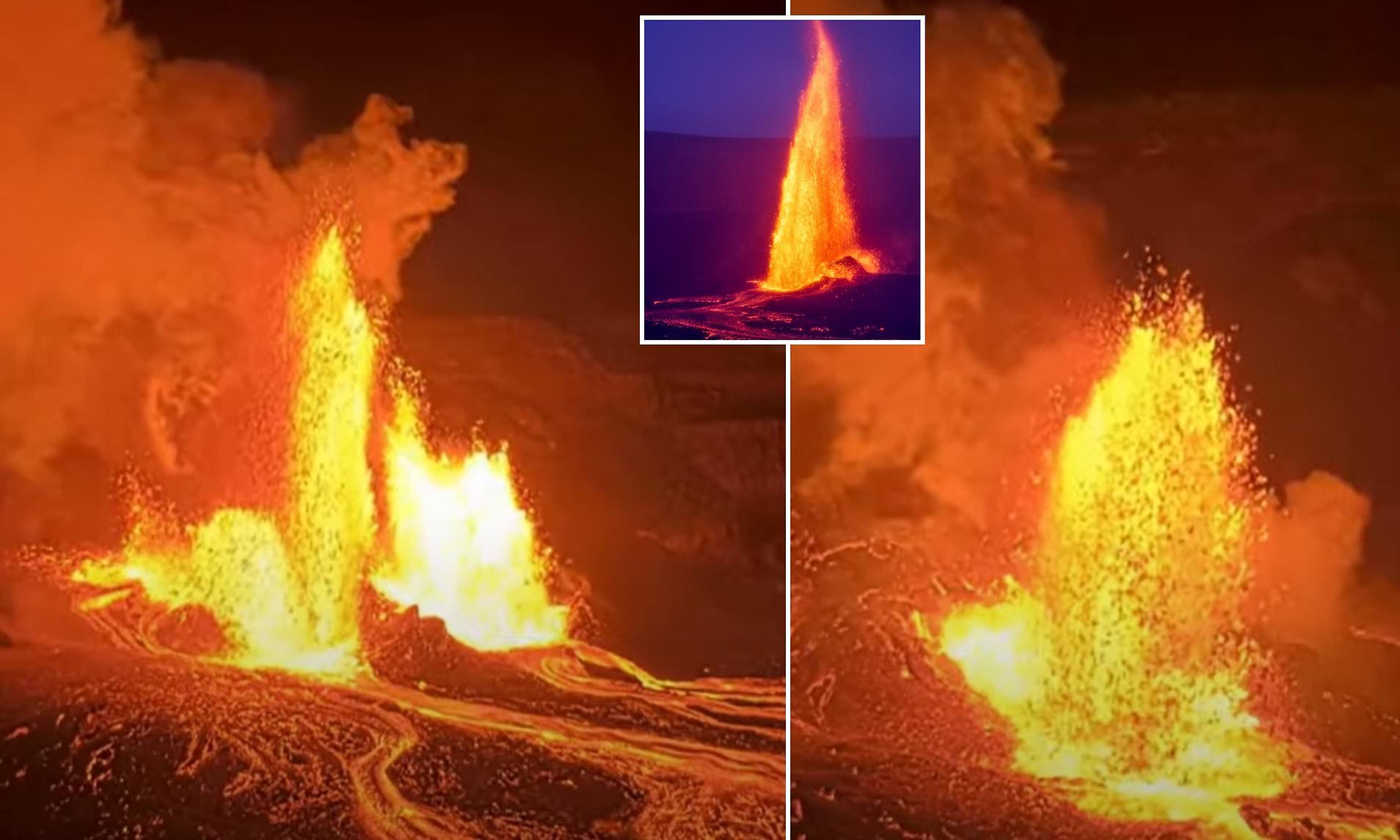 Hawaii's Kilauea volcano spews lava as high as the Eiffel Tower in ...