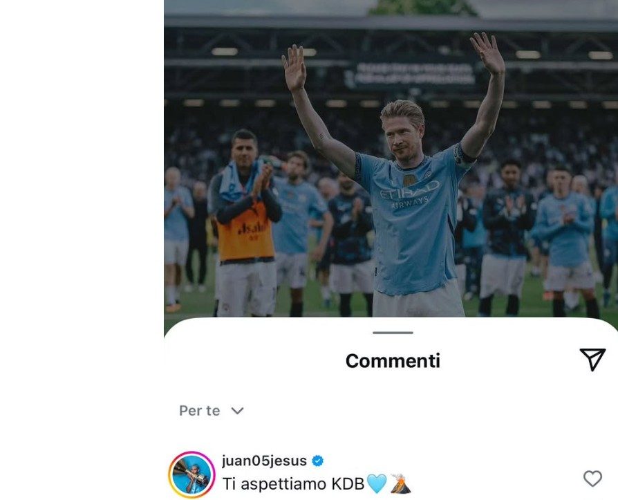 Juan Jesus scrive a De Bruyne: "Kevin, ti aspettiamo a Napoli!". Affare ...