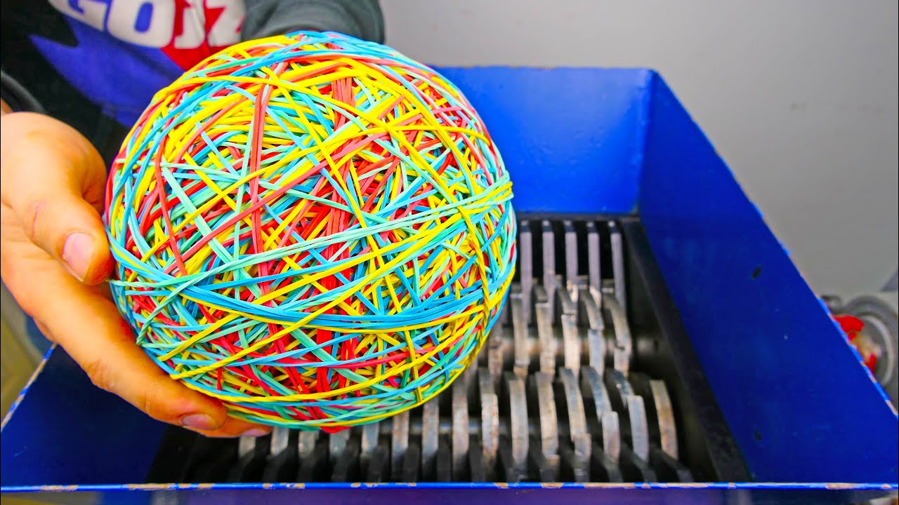 Watch This Massive Rubber Band Ball Explode Inside a Shredder