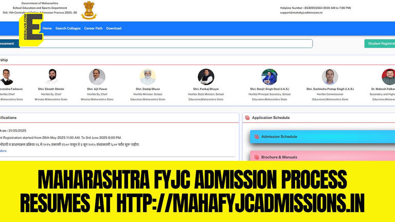 Maharashtra FYJC admission process resumes at http://mahafyjcadmissions.in