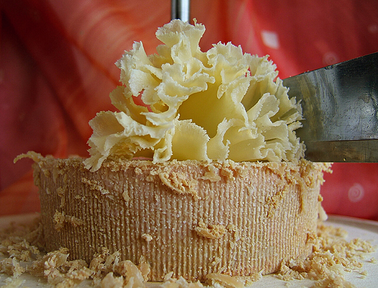 Friction variation creates Tête de Moine's signature cheese flowers