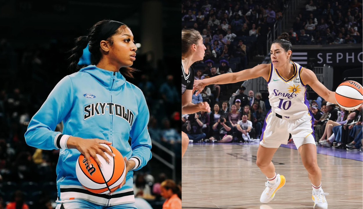 Kelsey Plum taunts Angel Reese with a too-small gesture during the Los ...