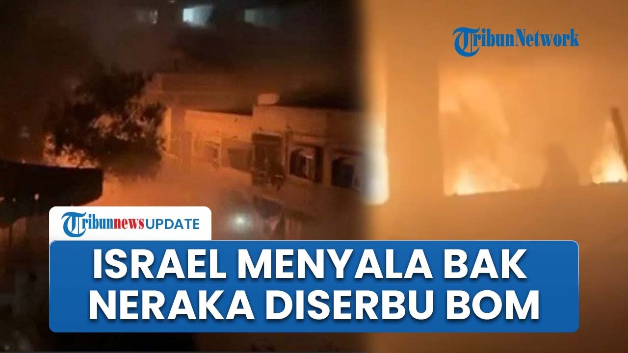 Mencekam! Penampakan Langit Israel Merah Membara Dihujani Ratusan Rudal ...