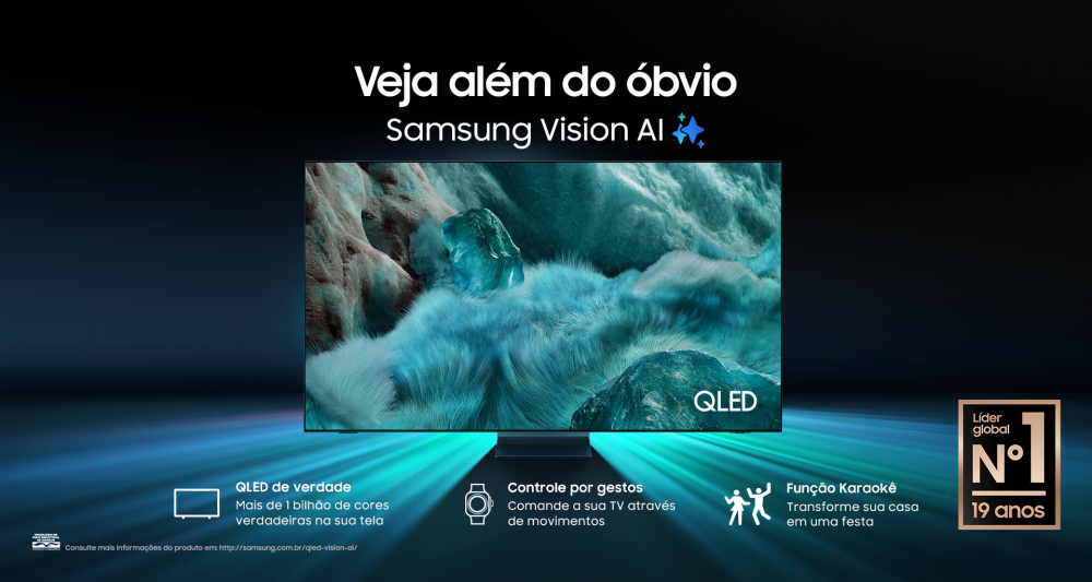 Samsung lança nova linha de TVs QLED 4K no Brasil com IA e até 85 polegadas