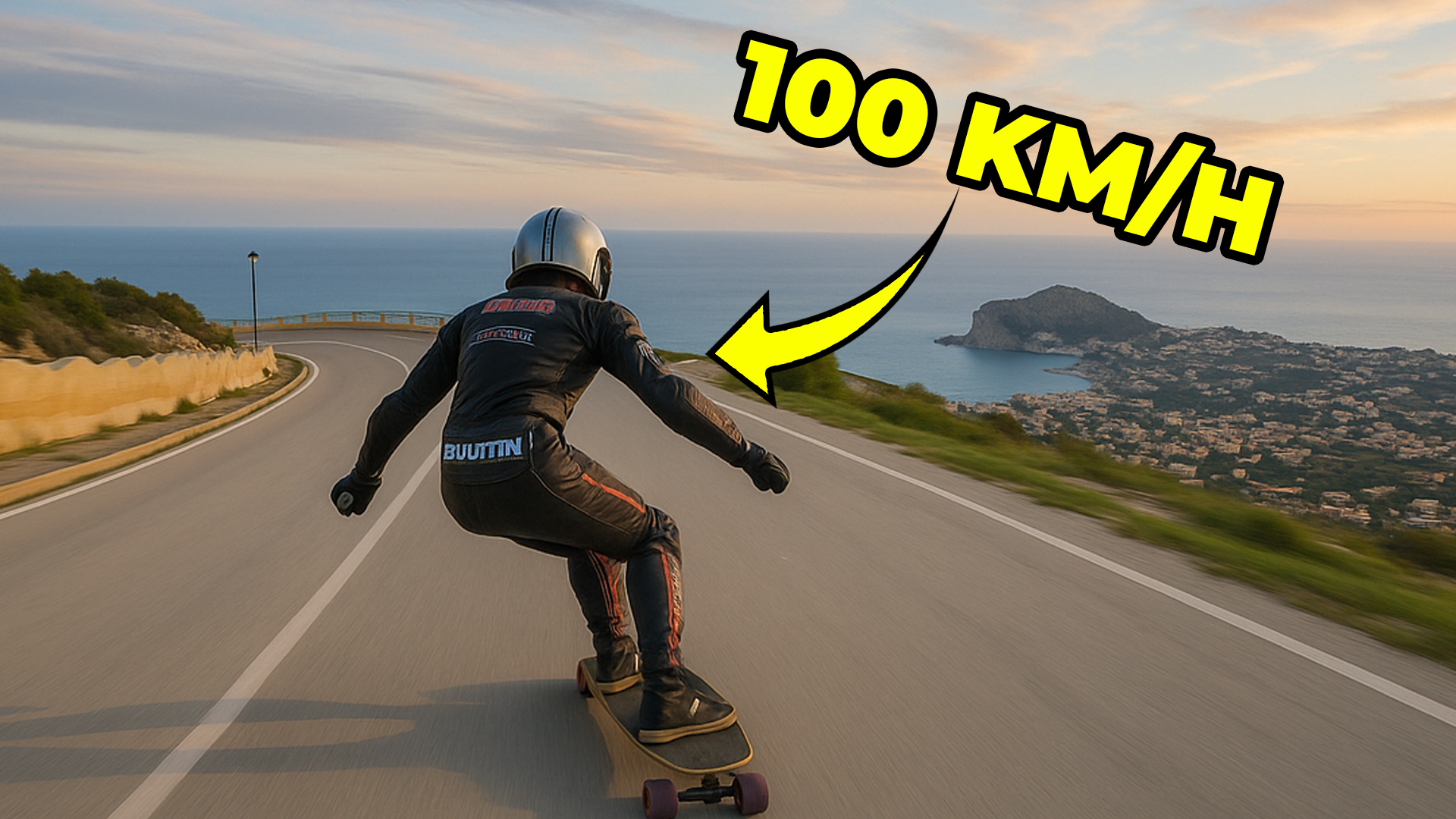 Gekke snelheid van 100 km/u op een bergpad — Skateboardactie vol spanning!