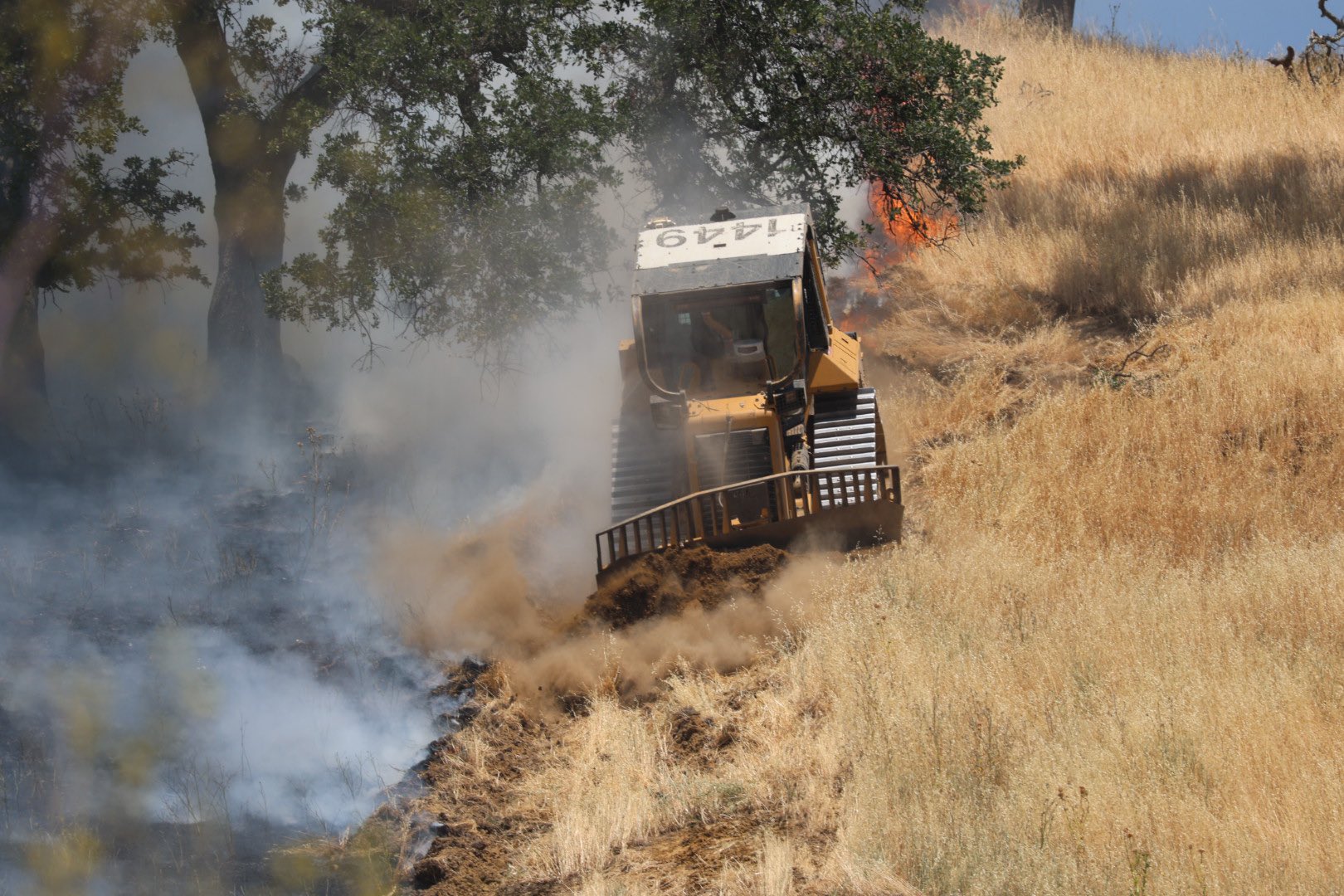 Cherry Fire, visible from Interstate 80, burns over 50 acres near Vacaville