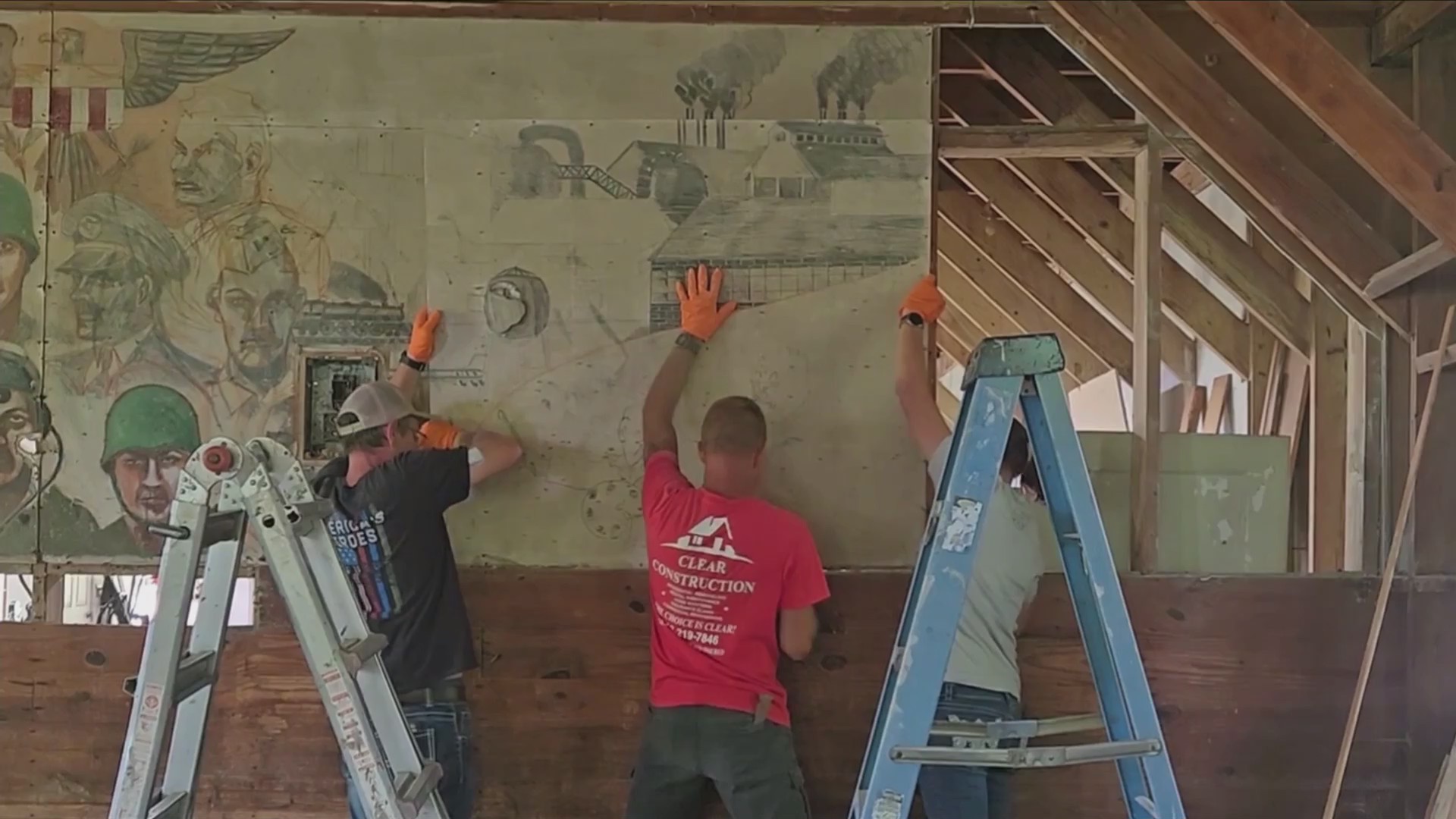 Restoration begins on WWII soldier’s unfinished mural