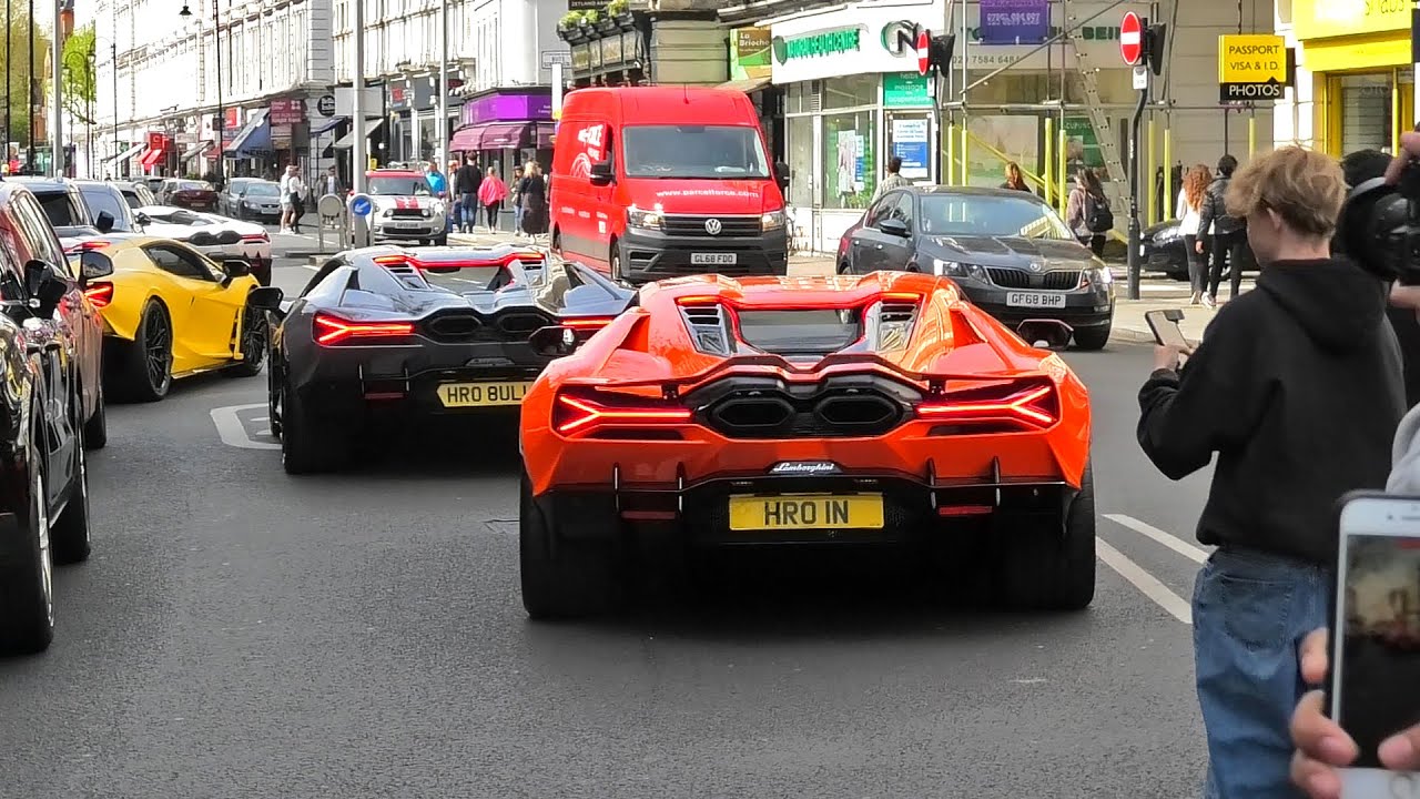 4x Lamborghini Revuelto Take Over Central London – V12 Hybrids Roar ...