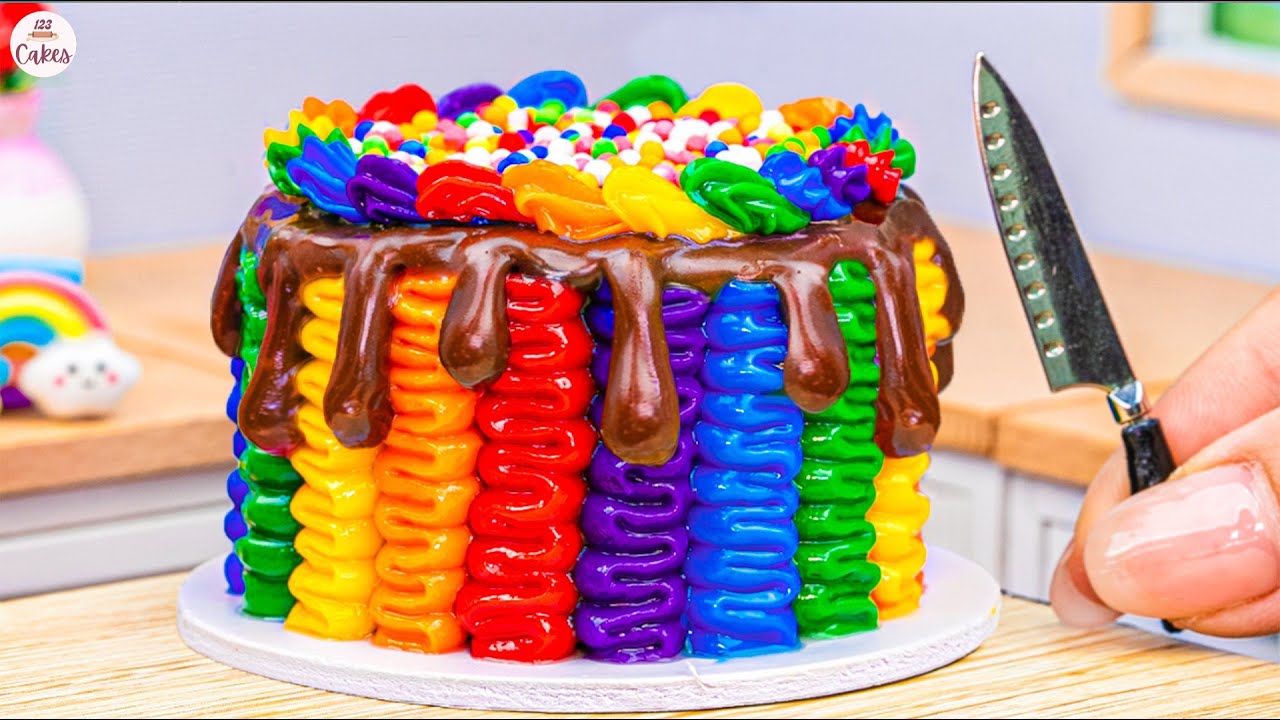 Sweety Rainbow Buttercream Cake 1000 Miniature Rainbow Cake Recipe