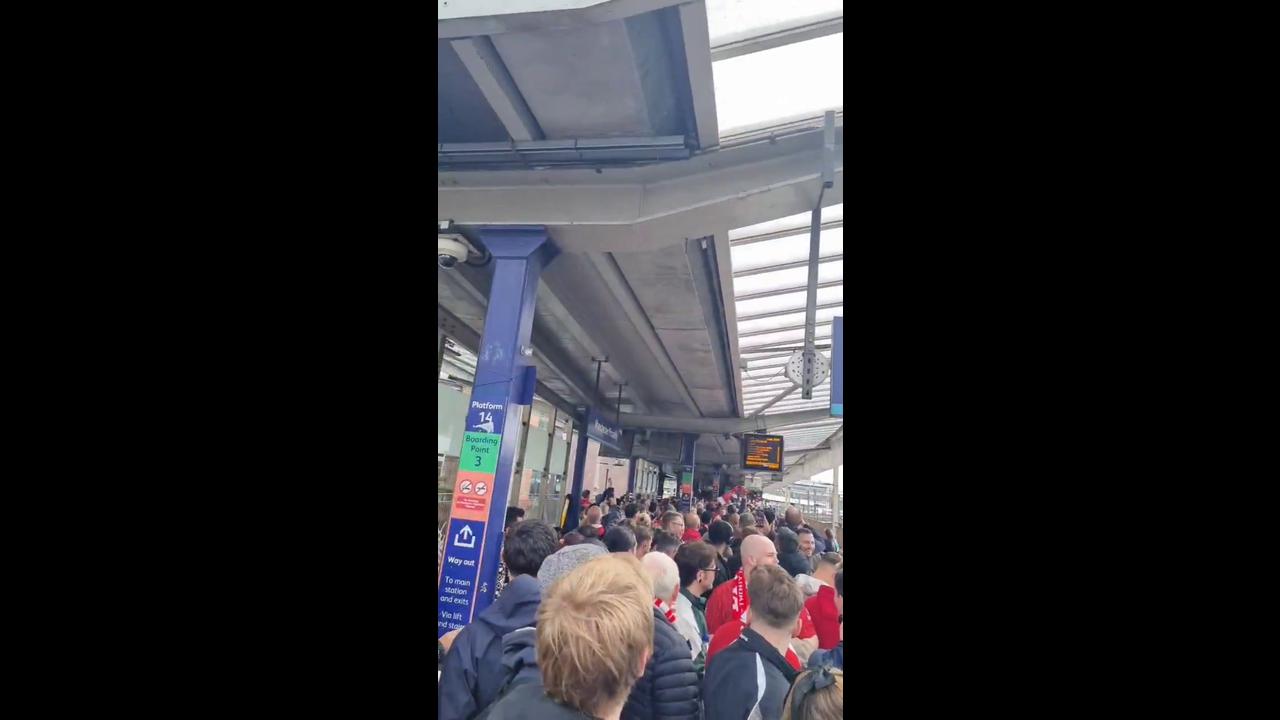 Liverpool fans gather at Manchester Piccadilly station before victory ...