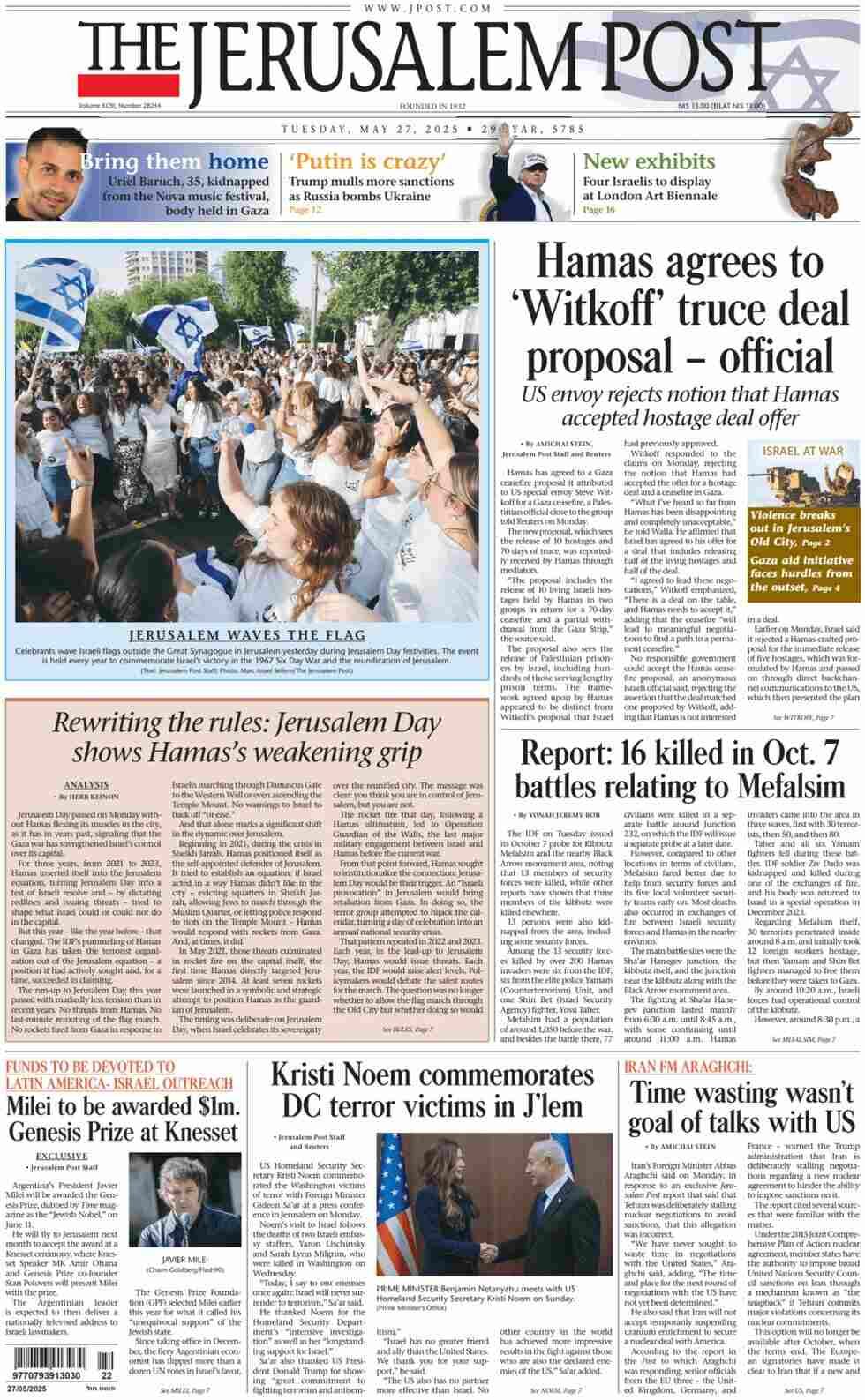 Newspaper headlines from around the world – Tuesday, 27 May 2025