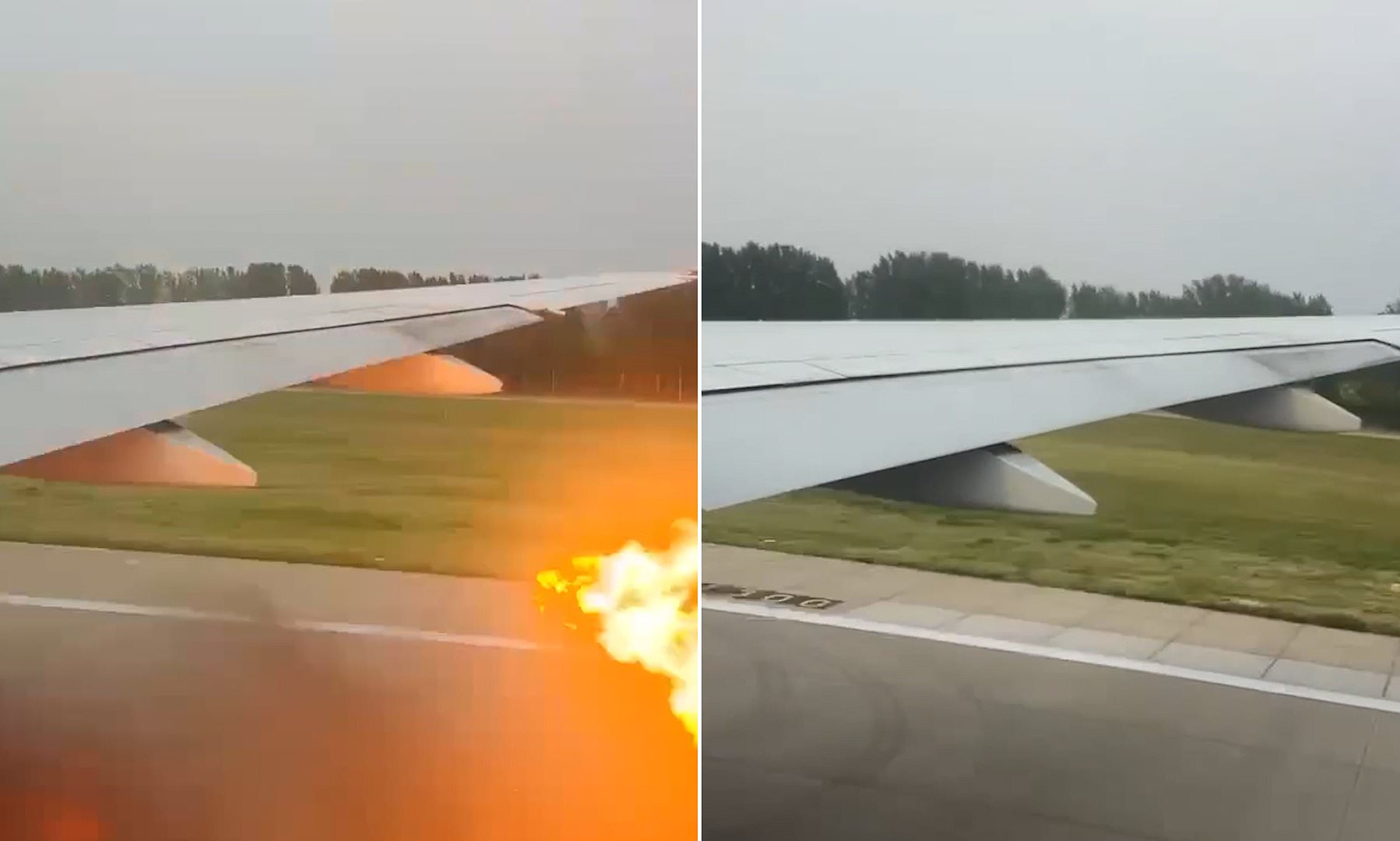 Terrifying moment engine bursts into flames on United Airlines ...