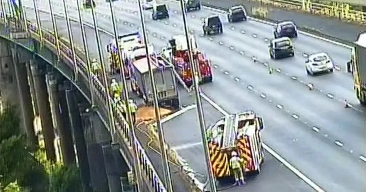 M6 lorry fire causing 90 minute delays and 12 miles of congestion at ...
