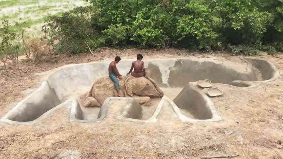 Swimming Pool Built by Bare Hand in the Jungle Without Machines