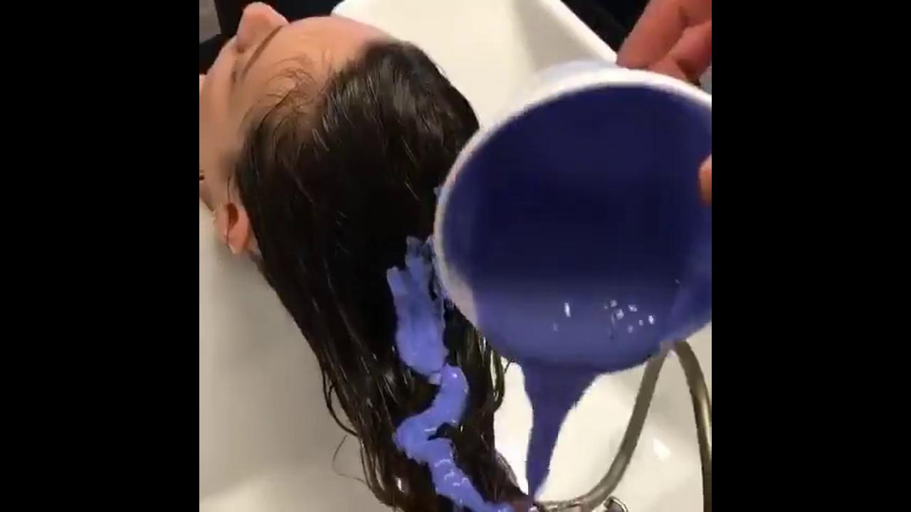 Black Hair With Brown Dye Coloring And Styling