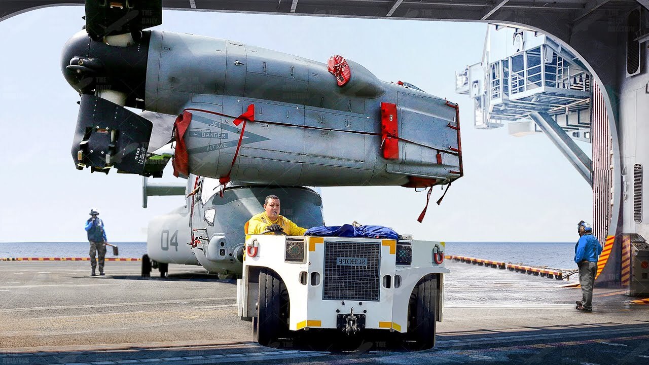 Moving US Super Advanced Transformers Helicopter Inside Giant US Carrier