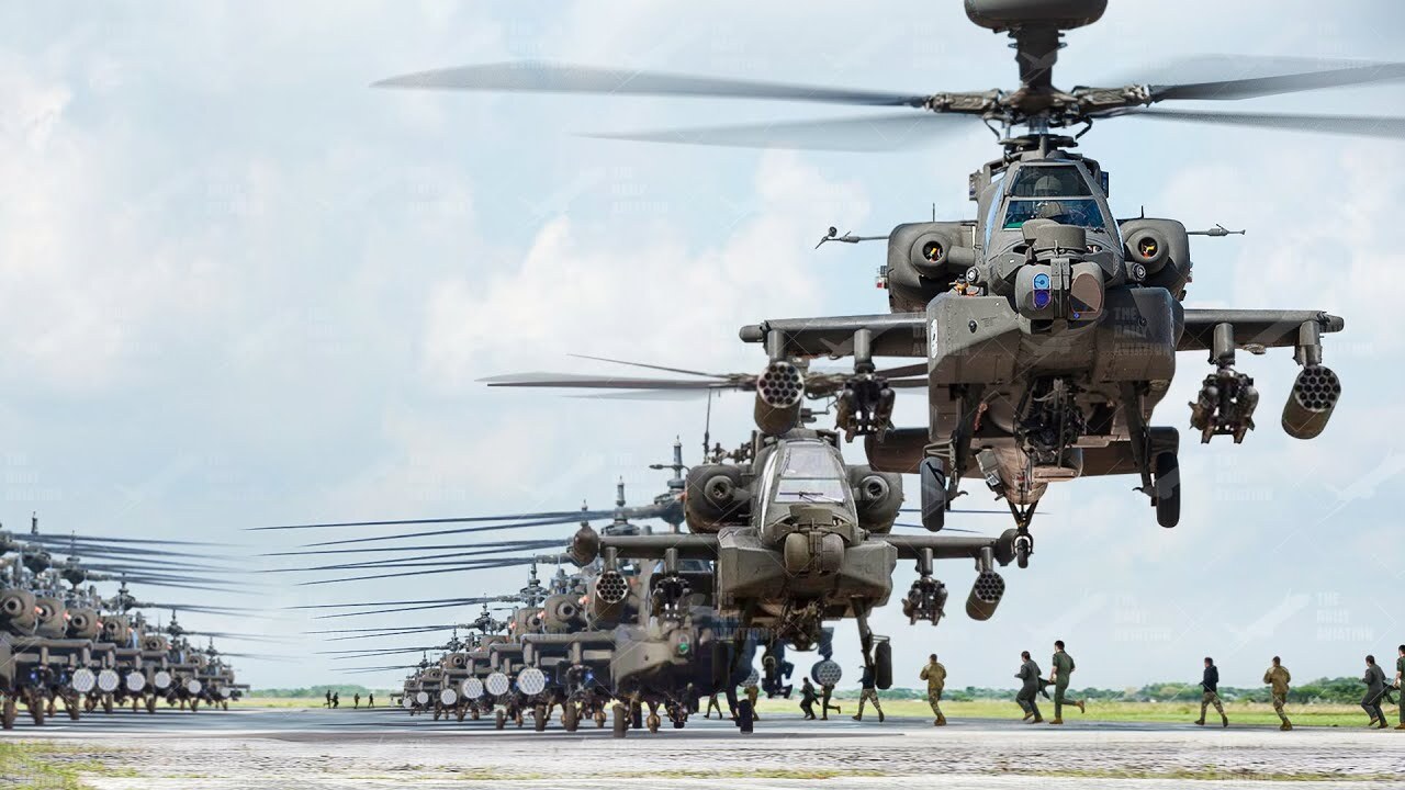 Crazy Number of US AH-64 Take Off Together For Intense Gunnery Exercise