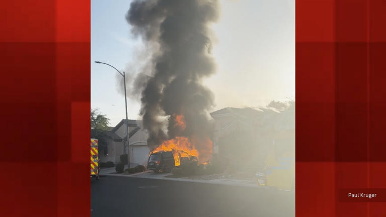 WATCH: Firefighters respond to southwest Las Vegas house fire