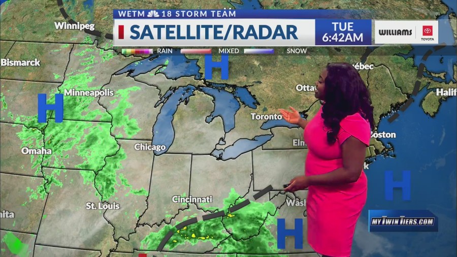 Clouds build in today before the wet pattern returns tomorrow