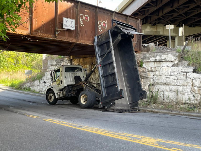 Chuck Hafner’s dump truck hit Park St. Bridge, driver taken to hospital