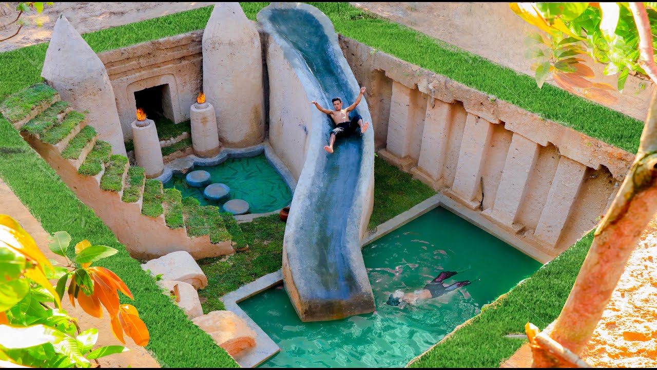 We Built a Waterslide Into a Cave Pool With a Private Living Room