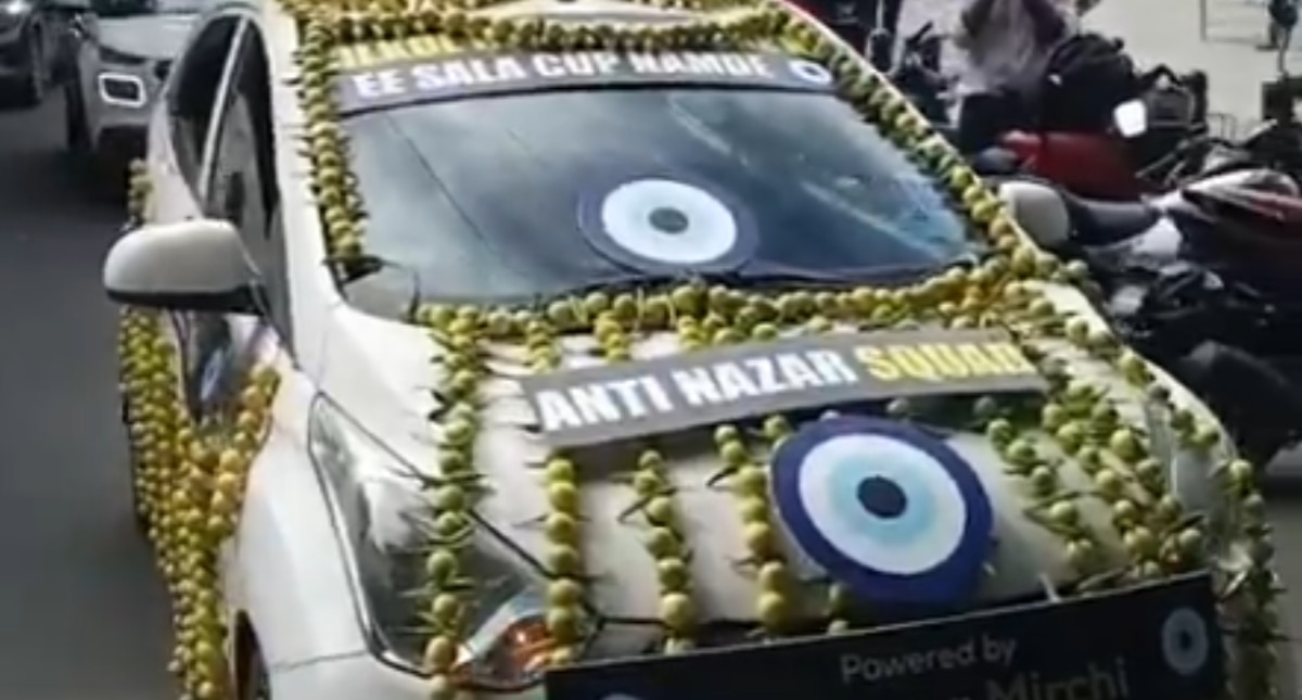 RCB Fan's Bizarre 'Nimbu-Mirchi' Car Stunt Goes Viral - Watch