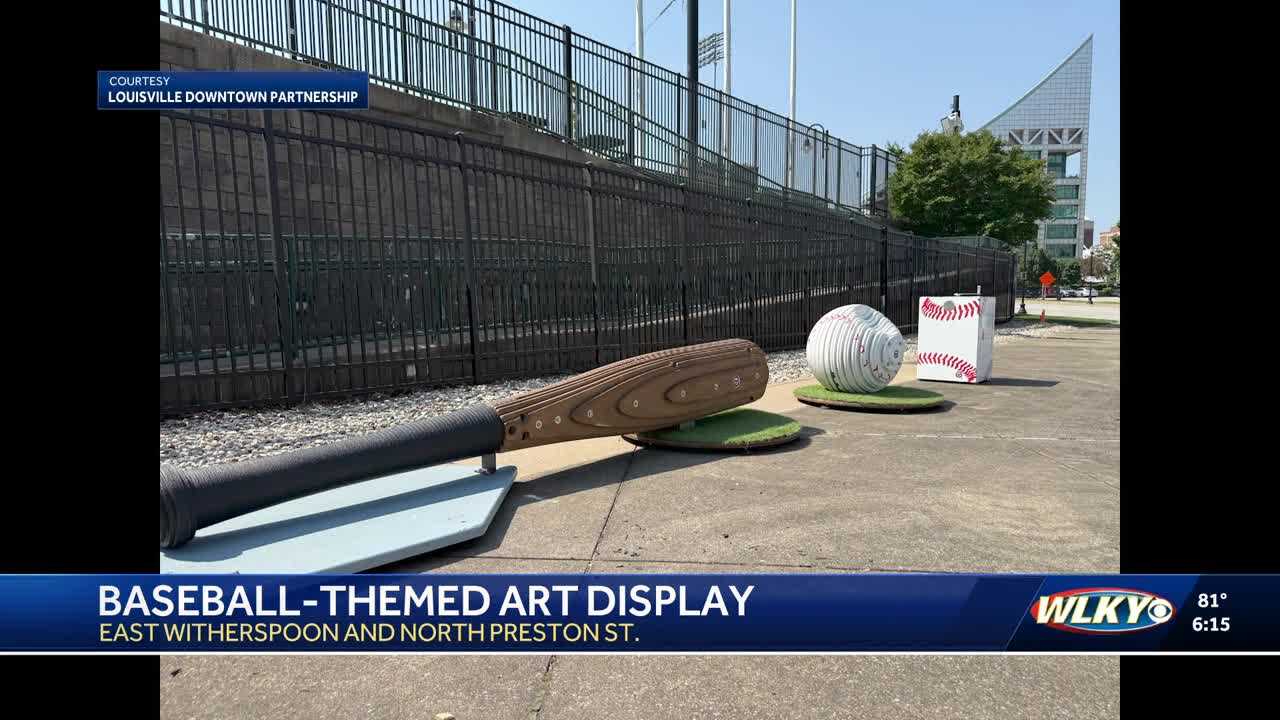 New baseball-shaped, interactive art placed outside Slugger Field