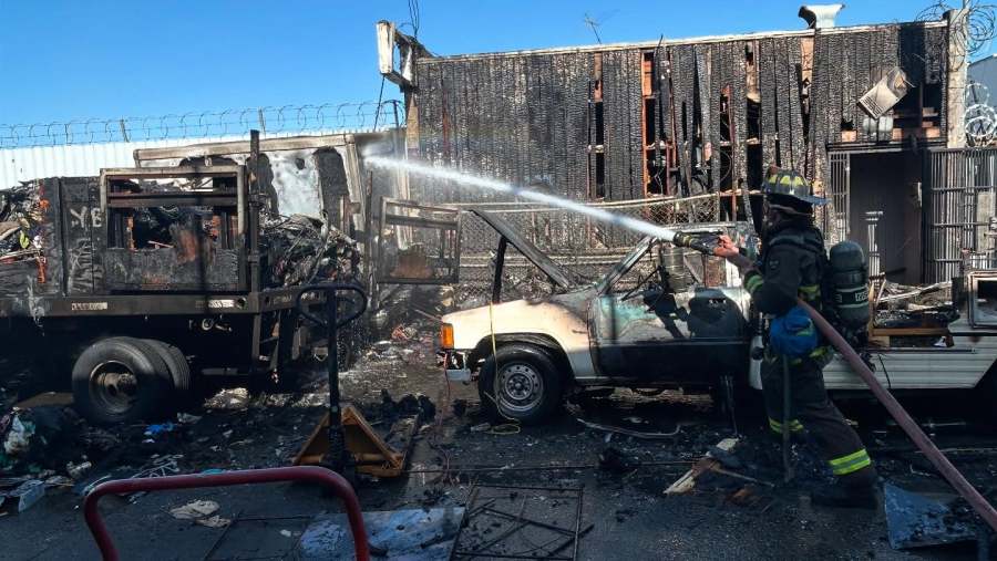 Oakland firefighters battle RV fire near commercial buildings, second ...