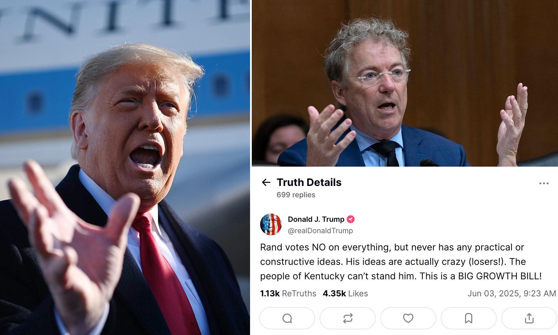 Trump puts 'crazy loser' Republican on blast over big beautiful bill'