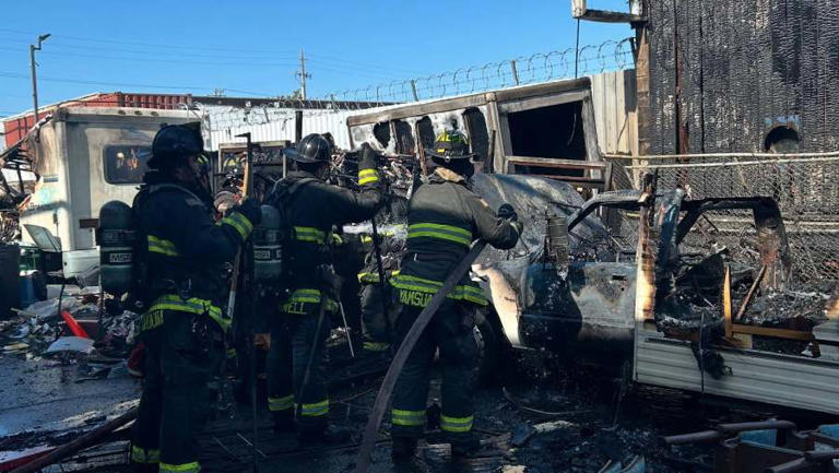 Oakland firefighters battle RV fire near commercial buildings, second ...