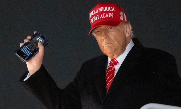 Trump's unusual iPhone lock screen photo goes viral