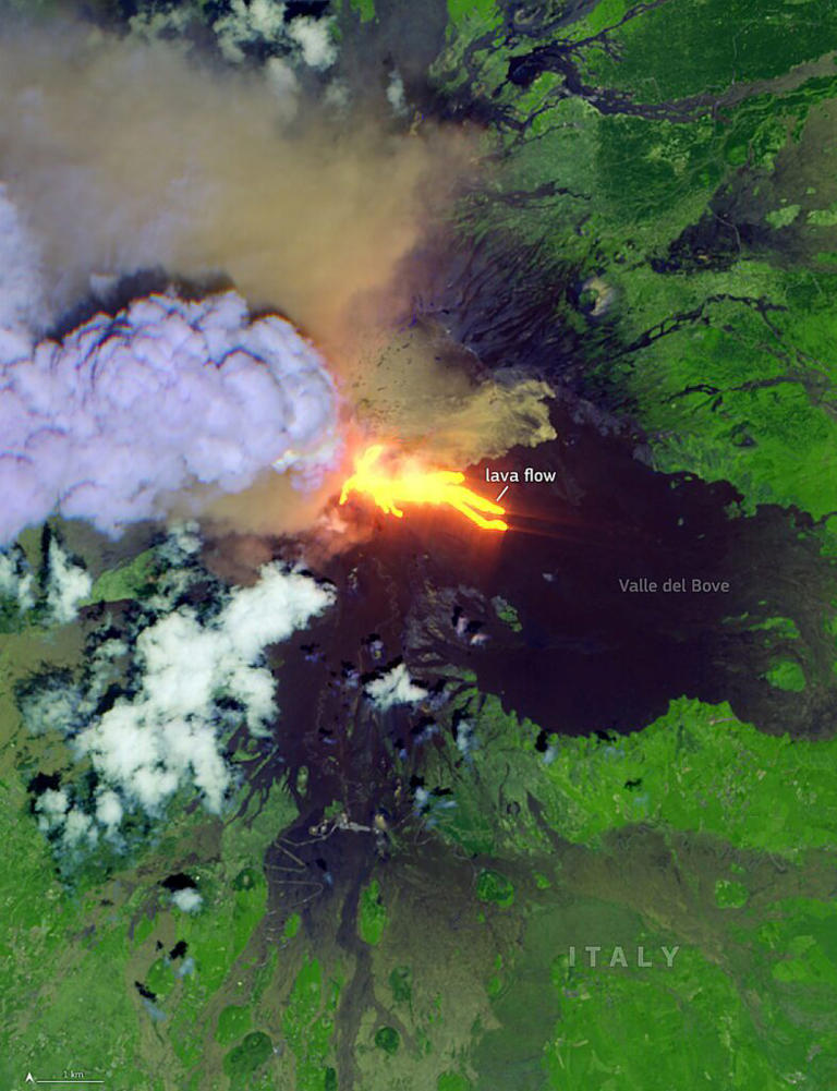 Mount Etna erupts in spectacular satellite images