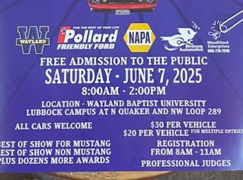 Noon Notebook: Lubbock Mustang Club 43rd Car Show