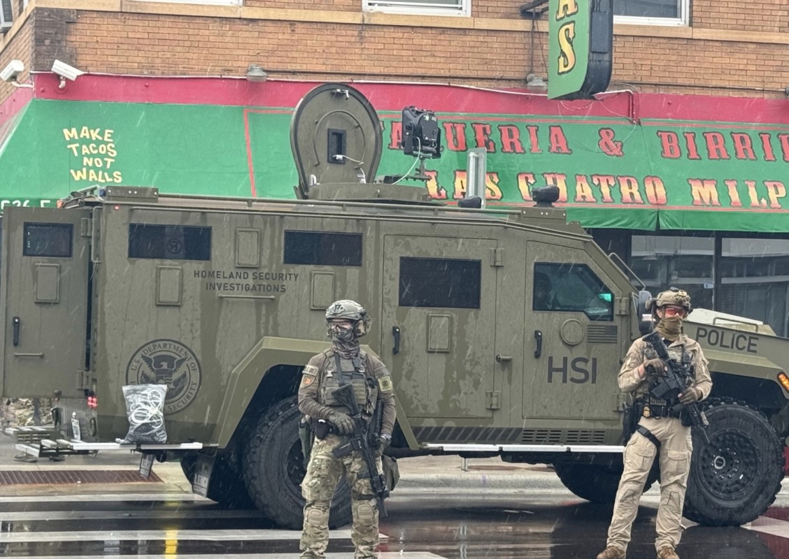 Protesters gather outside federal operation at Minneapolis restaurant