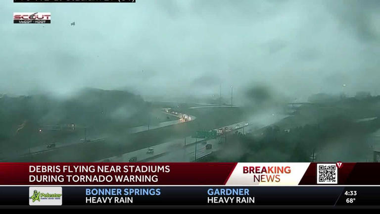 Confirmed tornado blows debris near Truman Sports Complex in Kansas City