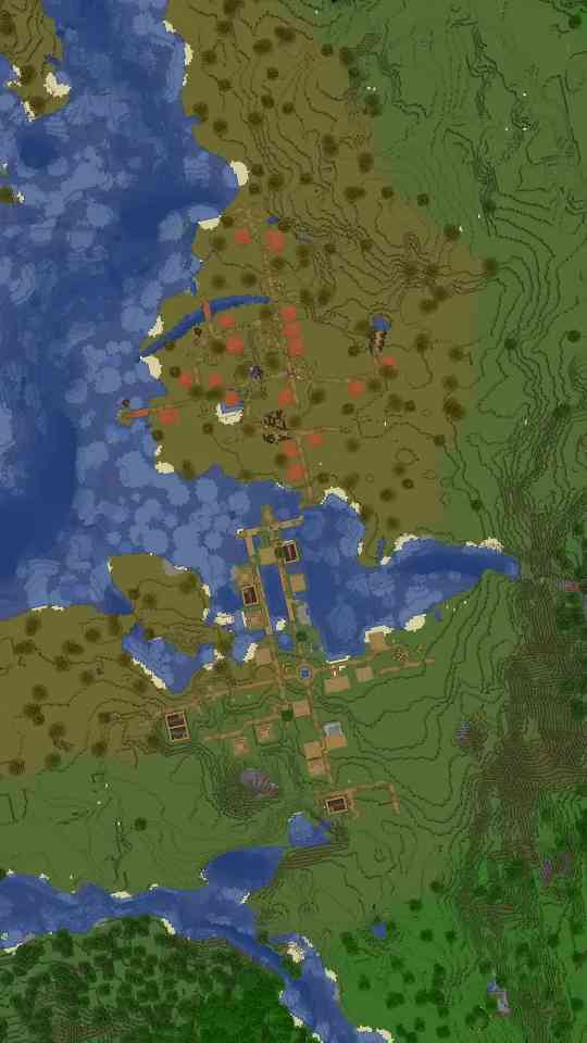 Minecraft Seed with Double Villages in Savanna and Plains Biomes