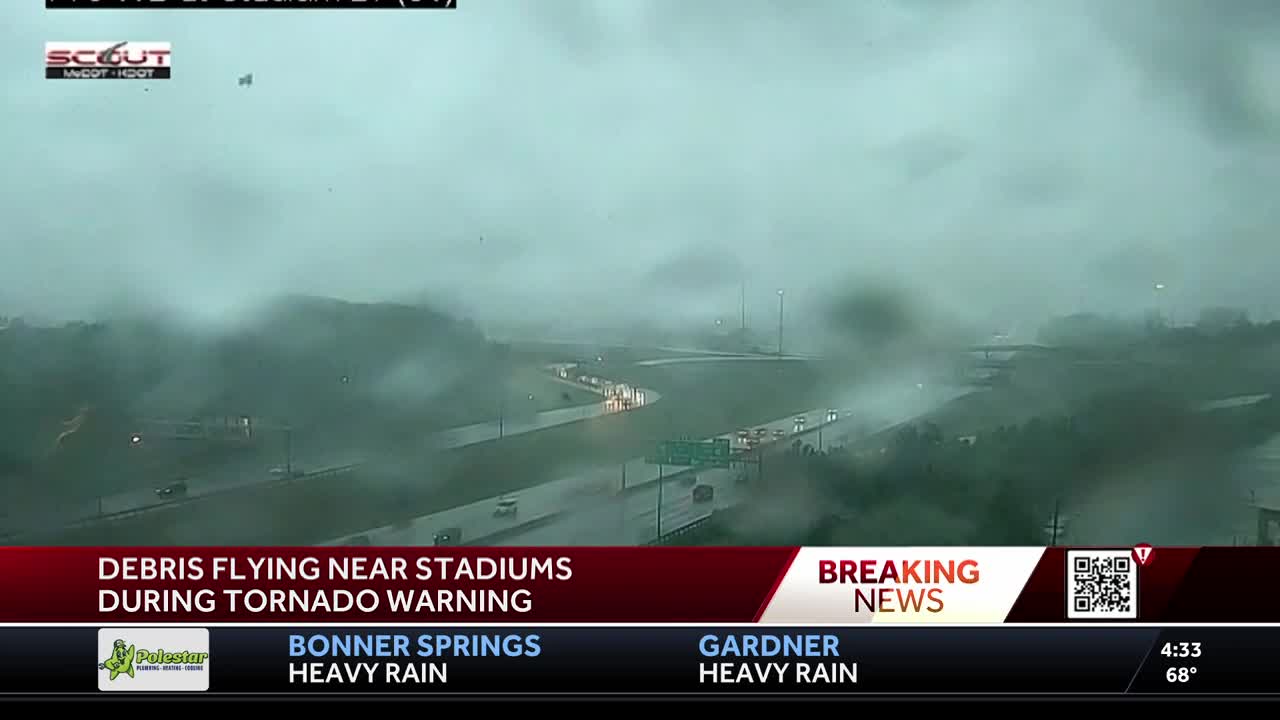 Confirmed tornado blows debris near Truman Sports Complex in Kansas City