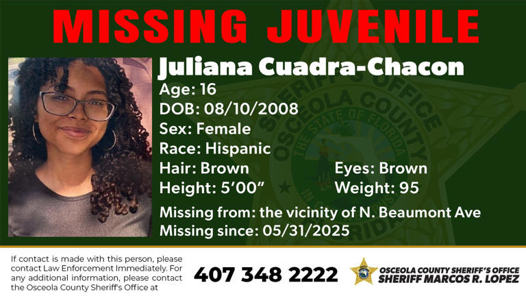 Osceola deputies searching for missing 16-year-old girl Osceola deputies searching for missing 16-year-old girl
