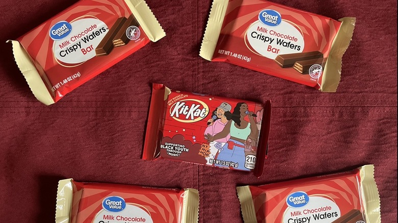 Kit Kat Vs Walmart's Great Value Milk Chocolate Crispy Wafer Bar ...