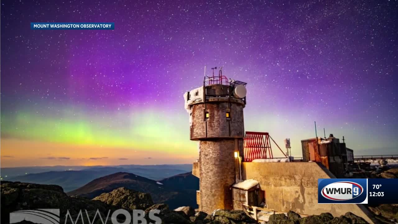 Northern lights seen from Mount Washington Observatory