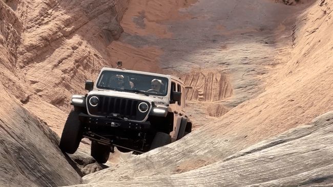 Jeep Defies Gravity in Drive Up Steep Rocky Hill