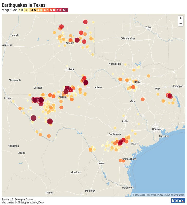 MAP: Where have earthquakes been recorded in Texas?
