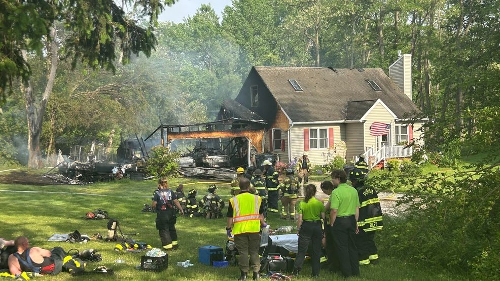 House fire blocks off intersection, multiple agencies respond