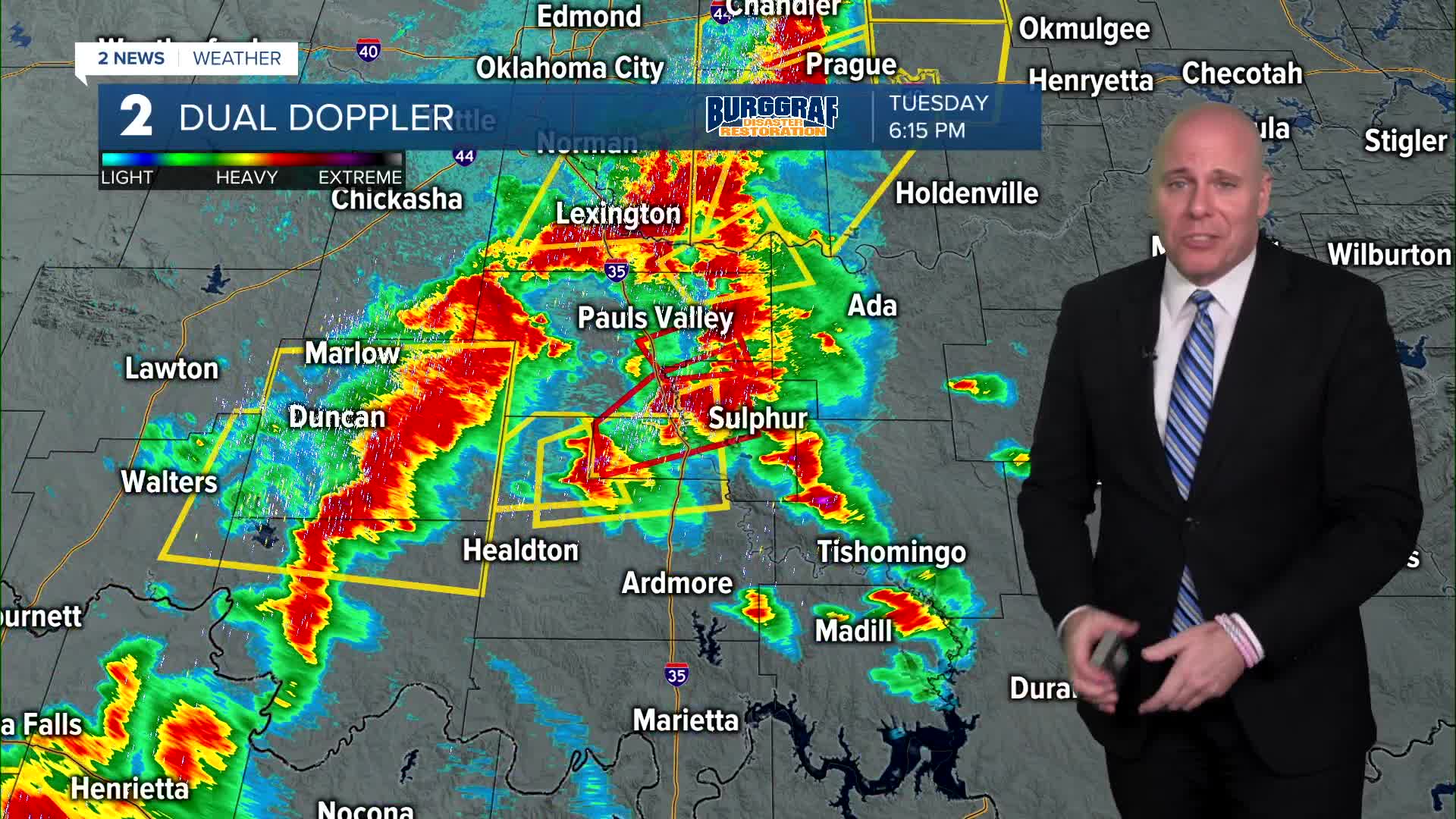 Severe storms will clear by midnight