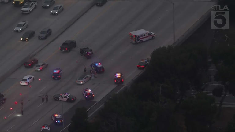 CHP cruiser overturns amid high-speed pursuit in L.A.