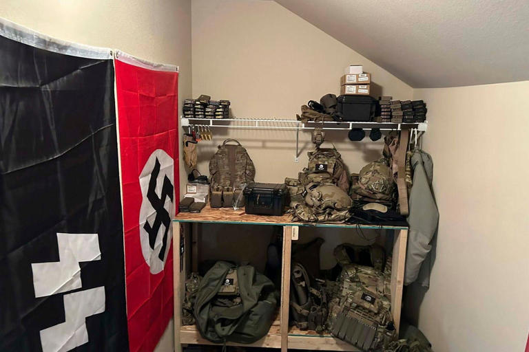 Grenade launchers and Nazi flag found as veterans arrested for Army ...